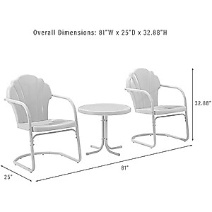 Crosley Furniture Tulip 3-Piece Outdoor Chair and Side Table Set, Vintage Retro Metal Patio Conversation Sets, Lavender Gloss