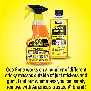 Goo Gone Clean Up Wipes Adhesive Remover - 24 Count - Removes Adhesive Residue Labels Stickers Crayon Tree Sap Gum Masking Tape Glue and More