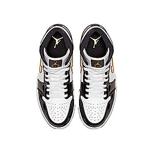 Nike Men's Air Jordan 1 MID SE Black/White/Gold 852542-007 (Size: 9)