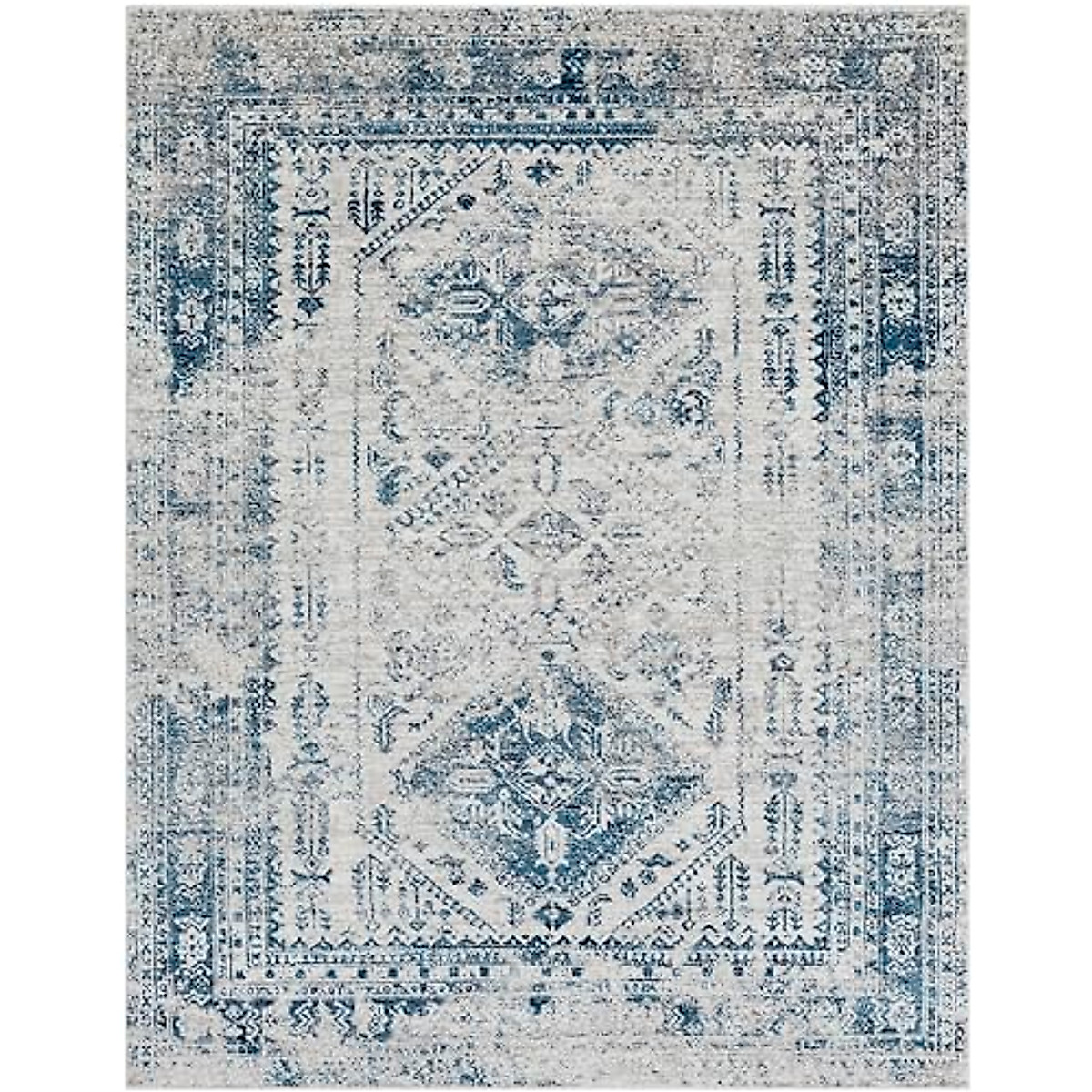 Livabliss Desta Vintage Oriental Area Rug,7'10" x 10'2",Blue/White