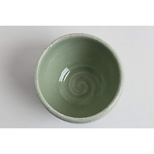 Mino ware Japanese Pottery Large Bowl Mint Green Stripe Crackled (Matcha/Rice) made in Japan (Japan Import) MSB010