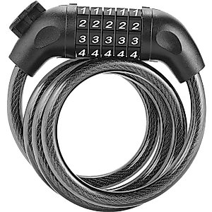 Bike Lock, 4 Feet Bike Locks Cable, High Security 5 Digit Resettable Combination Coiling Bicycle Lock, Heavy Duty Anti Theft Cable Locks