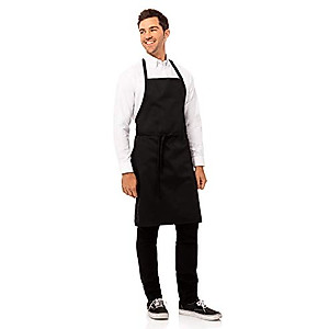 Chef Works Unisex Bib Apron without Pockets, Black, One Size
