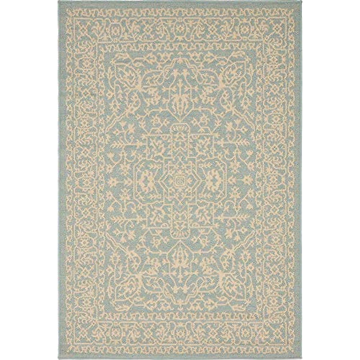 Unique Loom Botanical Collection Bohemian, Abstract, Traditional, Indoor and Outdoor Area Rug, 4' 0" x 6' 0", Light Blue/Beige