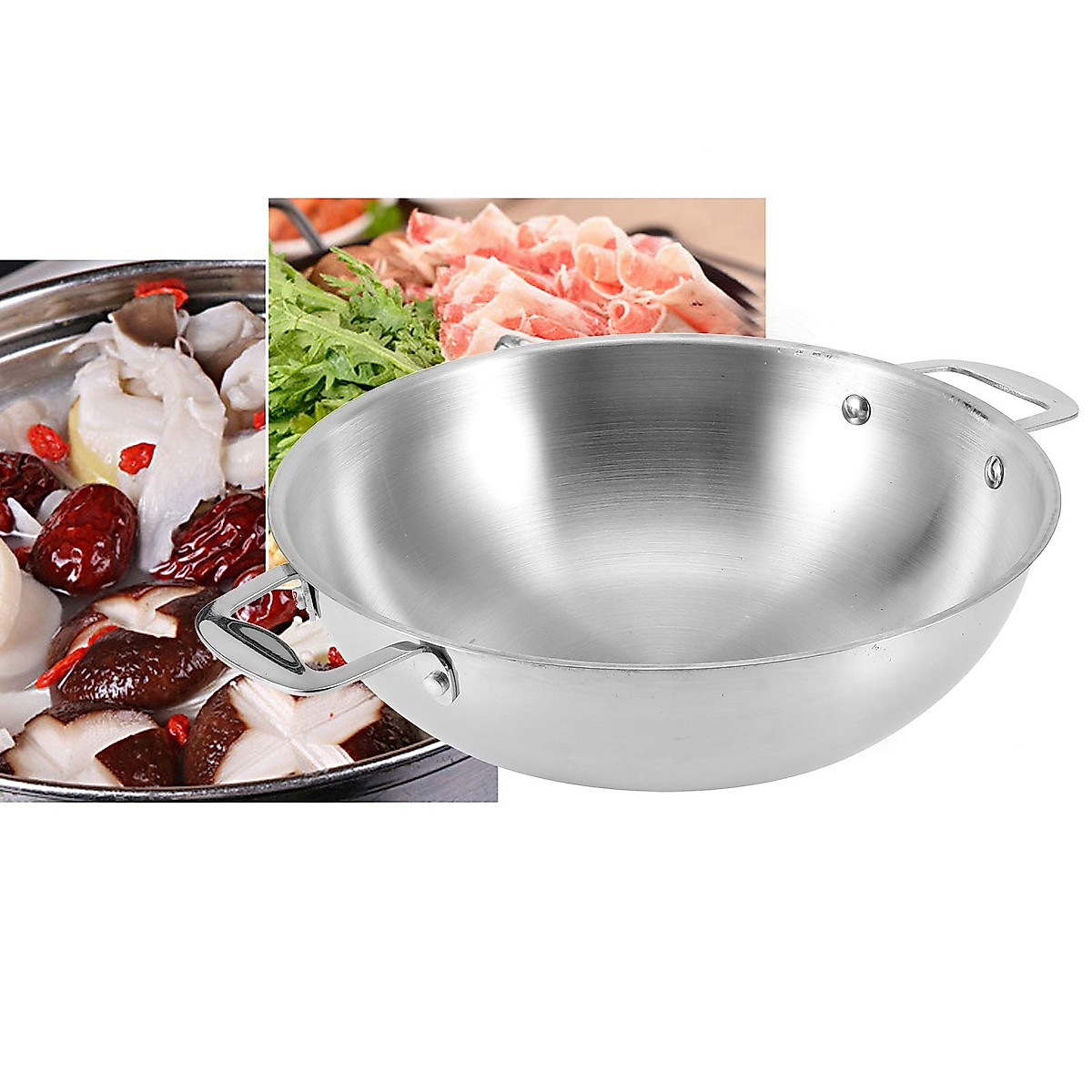 Steamer Pot for Cooking, Stainless Steel Pot Non‑Stick Pot Kitchen Cookware for Cooking Hotpot Soup（11.8 x 3.7inch）