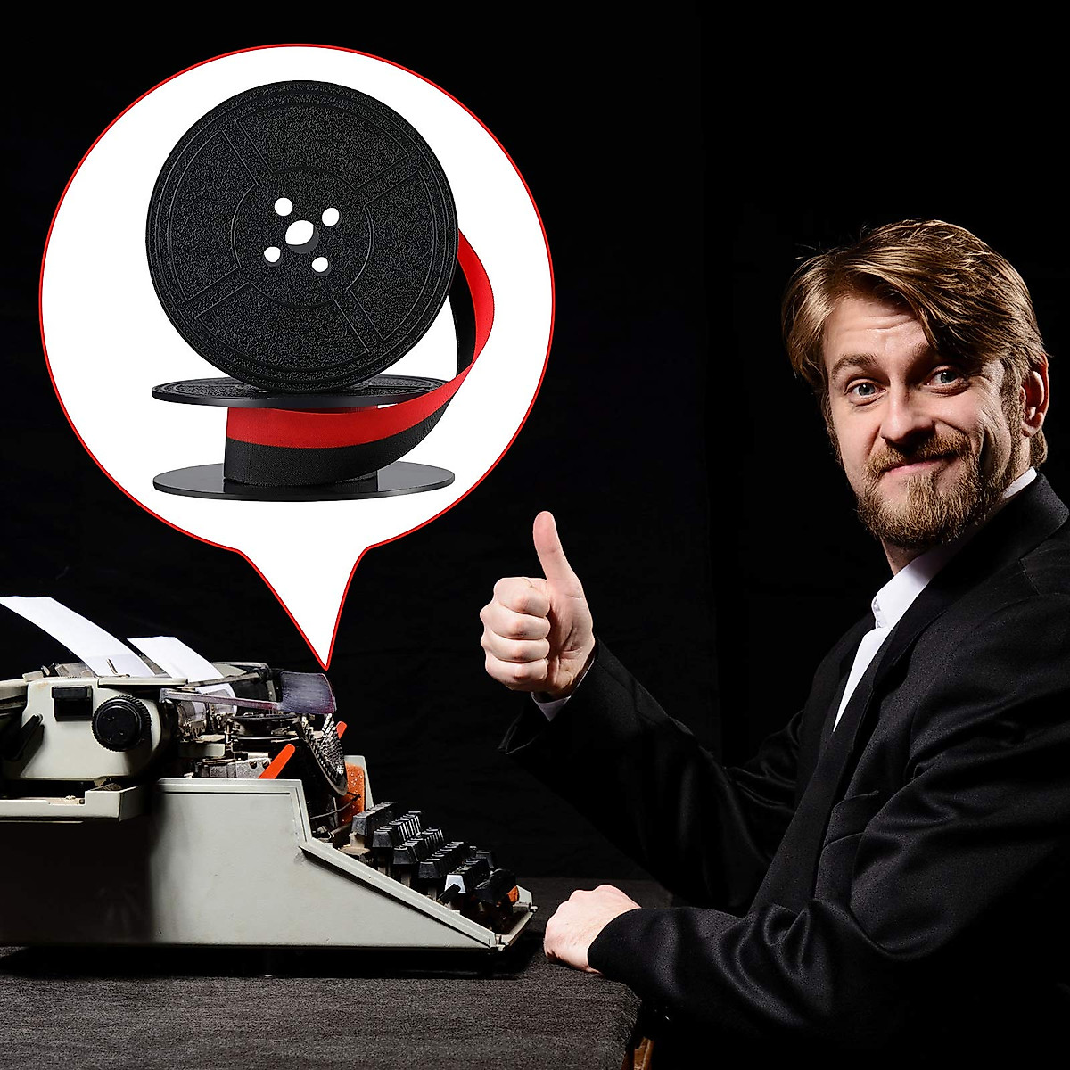 Jecery 2 Pairs Universal Typewriter Ribbon Twin Spool Typewriter Ribbon Red and Black Twin Spool Replacement Pack for Most Typewriter