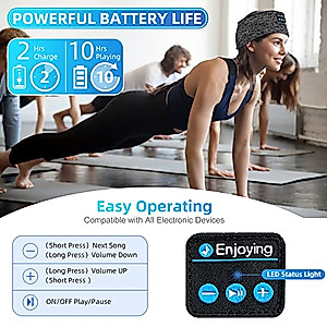 Rexvce Headphones for Sleep Wireless Headband, Wireless Sleep Earbuds, Sleeping Headsets with 0.26 Inch Thin Speakers, Wireless Headsets Headphones for Workout, Yoga, Travel, Gift for Men Women