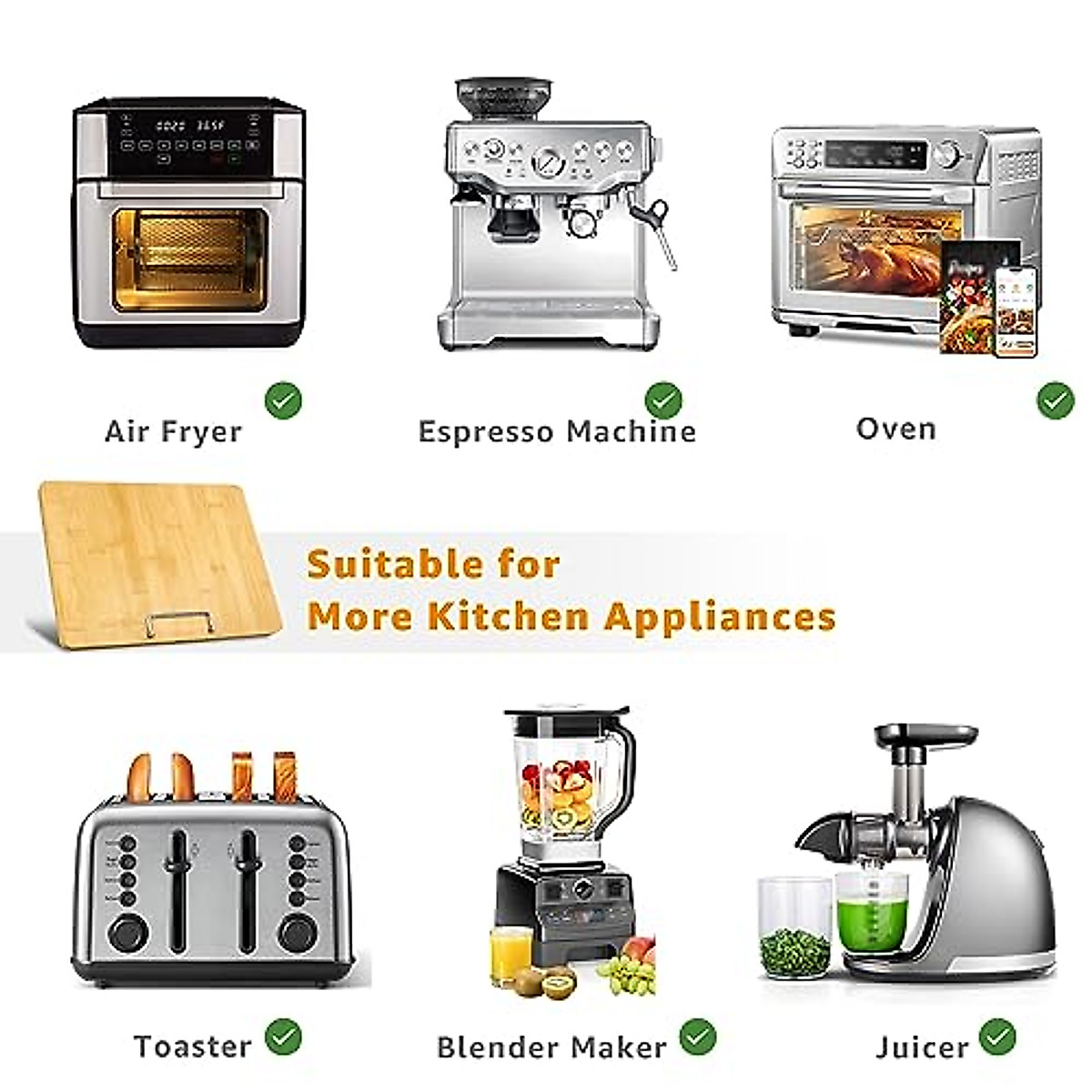 Universal Appliance Slider for Kitchen Counter, for Coffee Maker/Espresso Machine, Blender, Air Fryer, Stand Mixer, Toaster Sliding Tray Board, Bamboo, Wide-15"Wx11.6"D