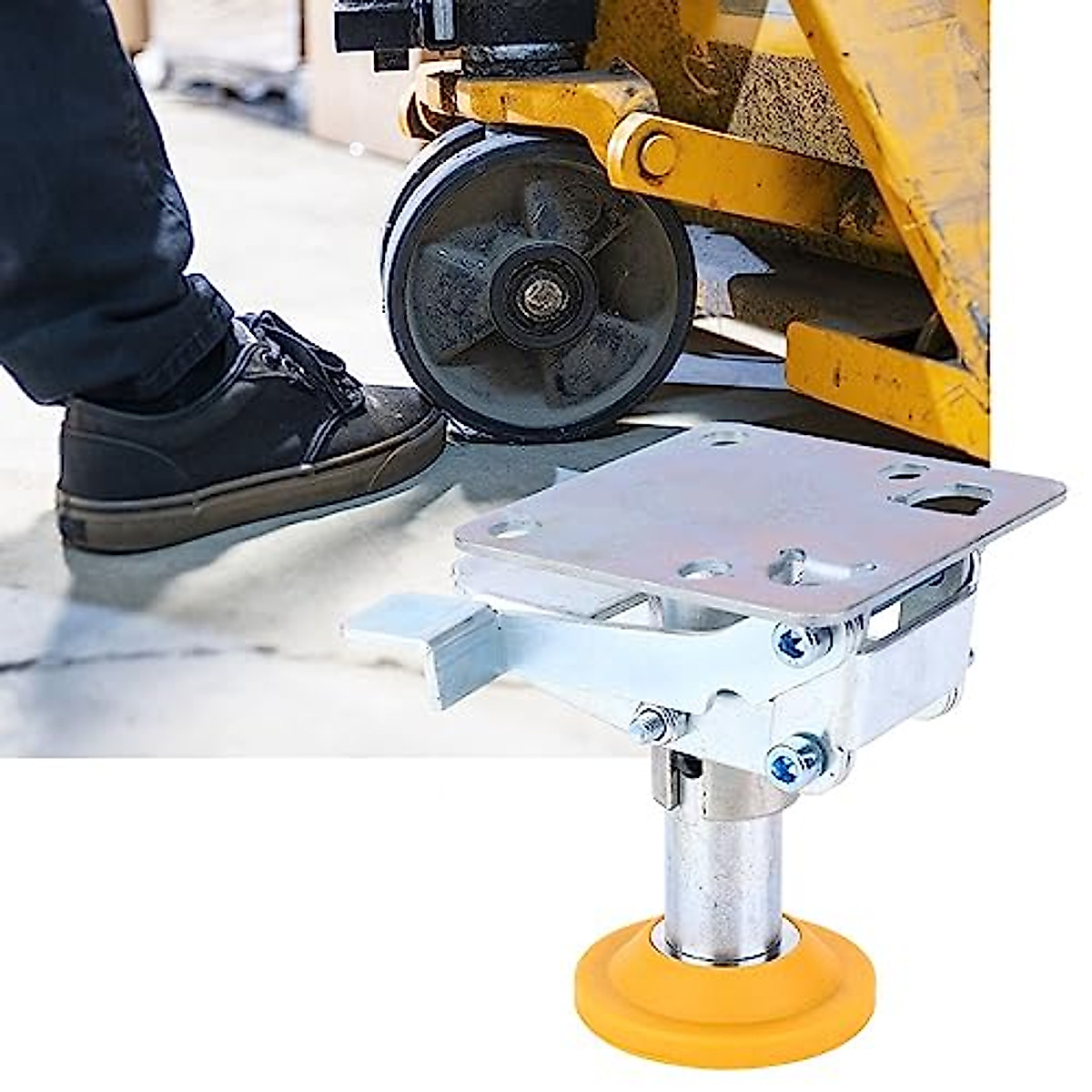 Manganese Steel Floor Lock,Adjustable Caster Lock,Secure Wheel Lock,Trolley Brake Floor Lock Manganese Steel Trolley Cart Lock with TPU Pad,100kg Load-Bearing,for 4~5in Casters (X-75-32-3), Manga