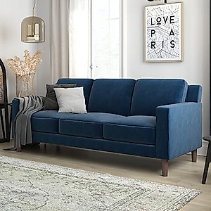 DHP Brynn 3 Seater Sofa, Blue Velvet