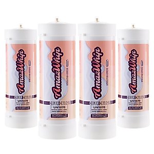 AmazWhip Premium Whipped Cream Charger 2000g 3.3L, Food Grade Nitrous Oxide Tank Pure Flavored N2O Chargers, For Any Standard Whipping Cream Dispenser (4 canisters)