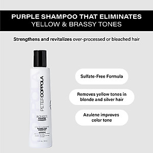 PETER COPPOLABlondest Purple Shampoo For Blonde Hair - Sulfate Free Shampoo Hair Toner Eliminates Brassy Yellow Tones In Blonde, Silver And White Hair - Strengthens Processed And Dry Hair (12 Fl Oz)