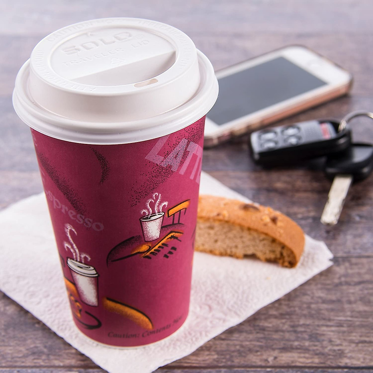 SOLO TLP316-0007 White Traveler Lid for SSP and Bare Paper Hot Cup - 2 Packs of 100 (200 Lids Total)