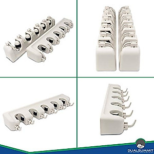 DualSummit 2 Pack Premium Multipurpose Wall Mounted Mop, Broom, Garden, Garage Organizer Storage Holder, 5 Position 6 Hooks, Mounting Kit Included