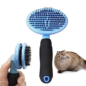Cat Brush for Shedding,Cat Brushes for Indoor Cats,Cat Grooming Supplies,Cat Accessories,Cat Brush for Long or Short Haired Cats,Pets Grooming Tool,Self Cleaning Slicker Brush for Dogs,Cat Hair Brush