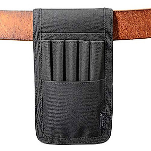 diodrio Belt Pen Holder, Pencil Holder pouch, Pen Sleeve Case Holster for Belt, Hold Multiple pens, Hold 6 Inch Ruler, 4 Pens and a Marker. Made of Durable Fabrics, Detachable, Black.