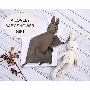 Leyl&Ari Organic Muslin Lovey Blanket | Cotton Bunny Security Blanket for Boys and Girls (Sand)