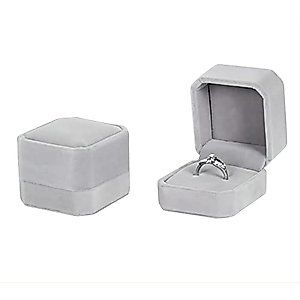 YZWDTGS 2 Pack Velvet Ring Boxes, Earring Pendant Jewelry Case, Ring Earrings Gift Boxes, Jewellry Display (Grey)