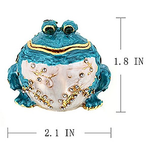 YU FENG Hinged Frog Trinket Jewelry Box Crystal Jeweled Small Cute Frog Animal Figurines Collectible