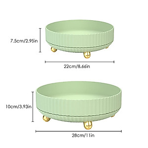 2 Pack Lazy Susan Rotating Storage Organizer Turntable Spice Holder for Kitchen Pantry Cabinet Dining Table Fridge Countertop Dresser, Spinning Food Container for Condiment, 9 Inch + 11 Inch, Cyan