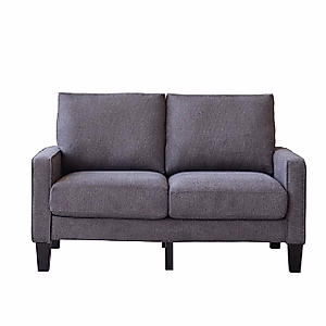 Lepfun Modern Couch 53" Loveseat Linen Fabric Tufted Love Seat Sofa for Living Room Small Apartment in Dark Grey