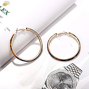 Acrylic Earrings Lightweight Hoop Earrings Statement Resin Drop Dangle Stud Earrings Fashion Jewelry For Women (Tortoiseshell)