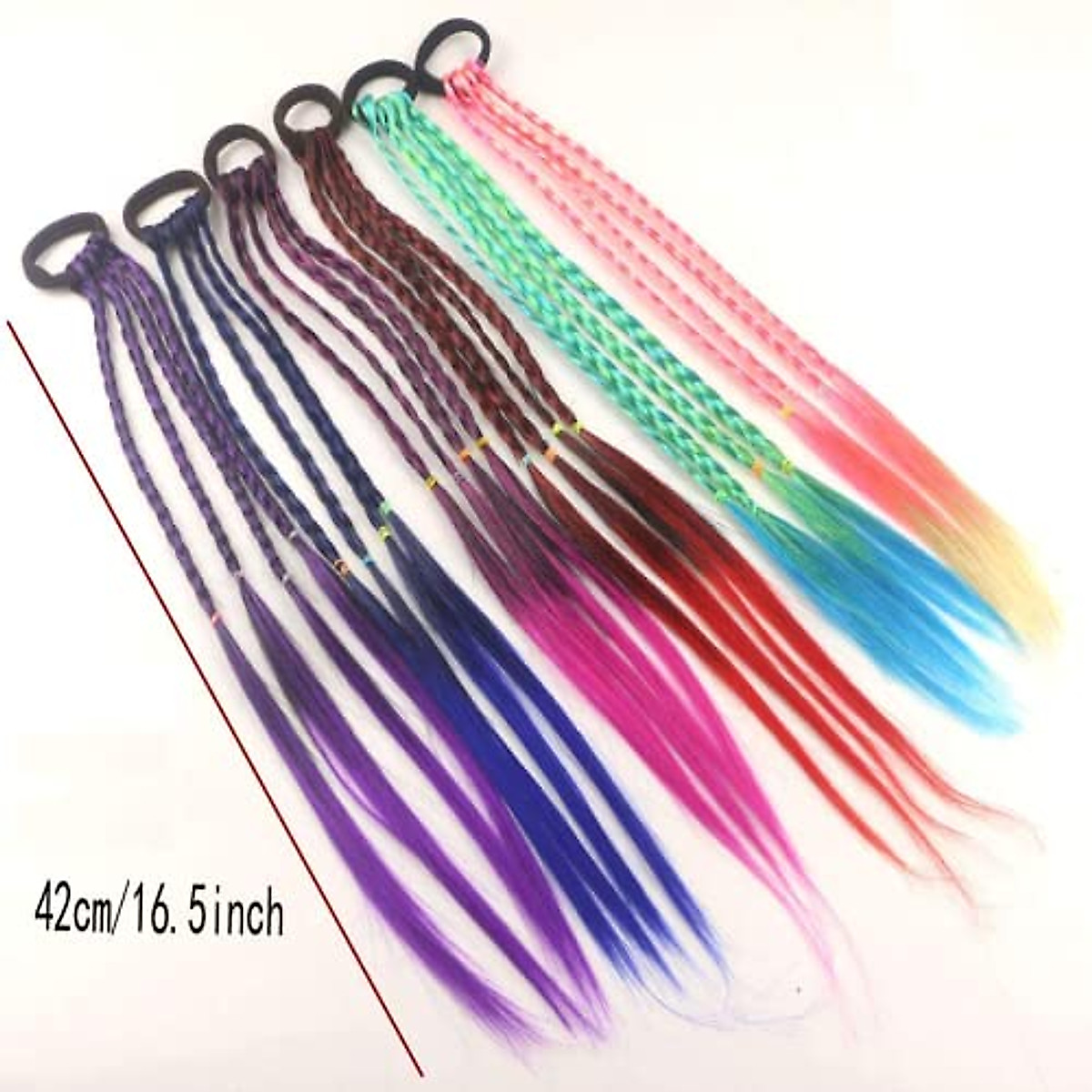 Girl Hair Extension Accessories-Rubber Band Elastic Band Hairstyle Ponytail Braid Beauty Hair Band Twist Colorful Wig Braid Head Rope Girl Dress Beautification Hair Accessories (Mixed Colors - 6Pcs)