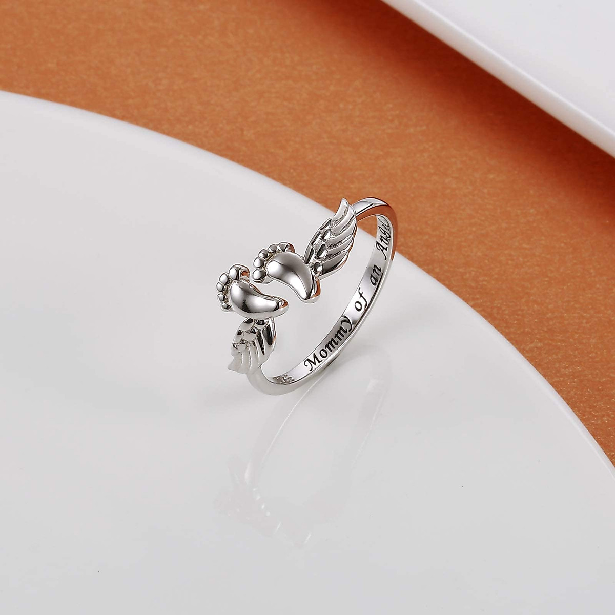 Miscarriage Ring Loss of Pregnancy Rings 925 Sterling Silver Loss Mommy of an Angel Memorial Jewelry Sympathy Gift for Women Mom (Miscarriage Ring)