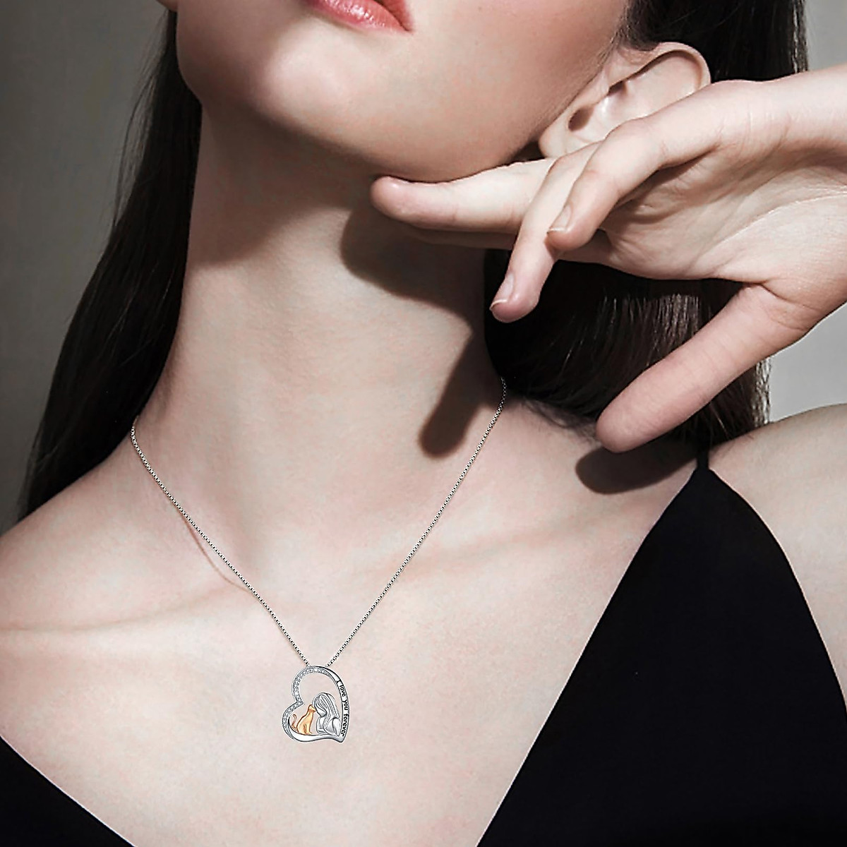 ASLBUNM Cat Necklace 925 Sterling Silver Cute Animal Pendant Necklaces Jewelry Gifts for Cat lovers