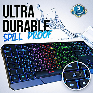 KLIM Chroma Gaming Keyboard Wired USB - New 2024 - Durable Ergonomic Waterproof Silent Backlit - Ideal for Gaming and Office - Teclado Gamer - 2 ms Response Time - PC Laptop Mac PS4 PS5 - Black