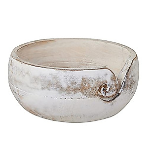 Wooden Yarn Bowl Knitting Bowl Large Crochet Yarn Holder YB01WH Handmade Crocheting Accessories and Supplies Organizer 7 x 3"