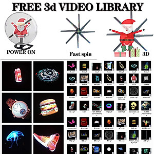 3D Hologram Fan WiFi Projector with 700 Video Library, Tabletop Holographic LED Ceiling Skylight Night Light for Halloween, Shop, Bar,Casino, Party Advertising Display 12.6 inch Missyou