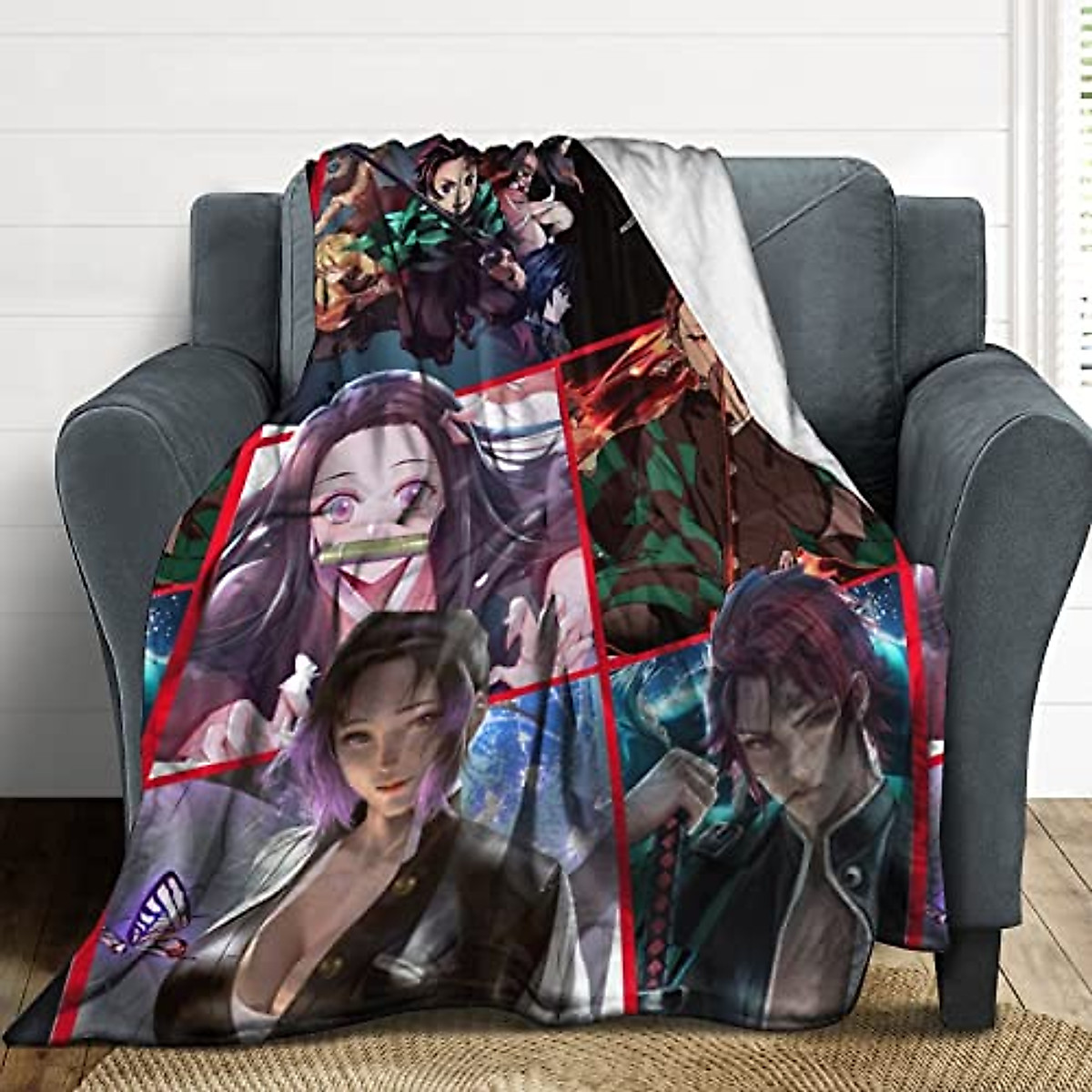 3D Anime Merch Throw Blankets, Stuff Luxurious Lightweight Cozy Plush Throw Super Soft,Warm,Poster,Sticker,Keychain (6PC Suit, 40in*60in)