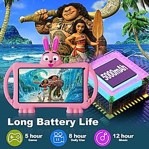 10.1 inch Kids Tablet, Android 11 Tablet for Kids, 32GB ROM,5000mAh Battery, Toddler Tablets with Bluetooth, WiFi, Parental Control, Dual Cameras with Shockproof Case(Pink)