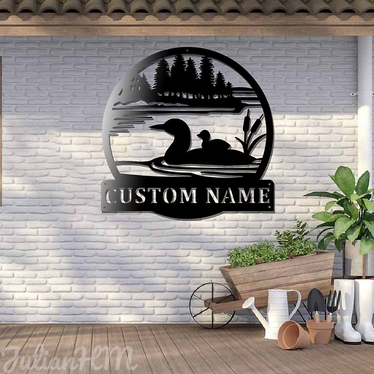 Custom Loon Duck Monogram Metal Wall Art With Led Lights, customized Loon Duck Name Sign Decoration, Loon Gift Home Decor (24x24 Inches, Without Lights)