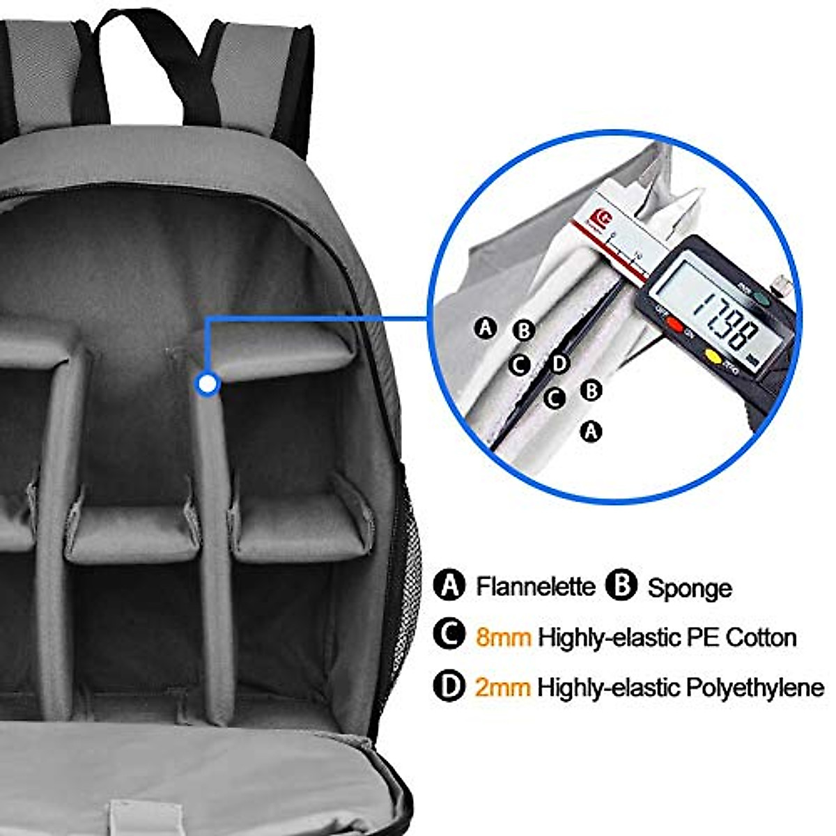 CADeN Camera Backpack Bag Professional for DSLR/SLR Mirrorless Camera Waterproof, Camera Case Compatible for Sony Canon Nikon Camera and Lens Tripod Accessories Gray