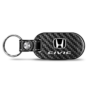 iPick Image Made for Honda Civic 100% Real Black Carbon Fiber Tag Style Key Chain