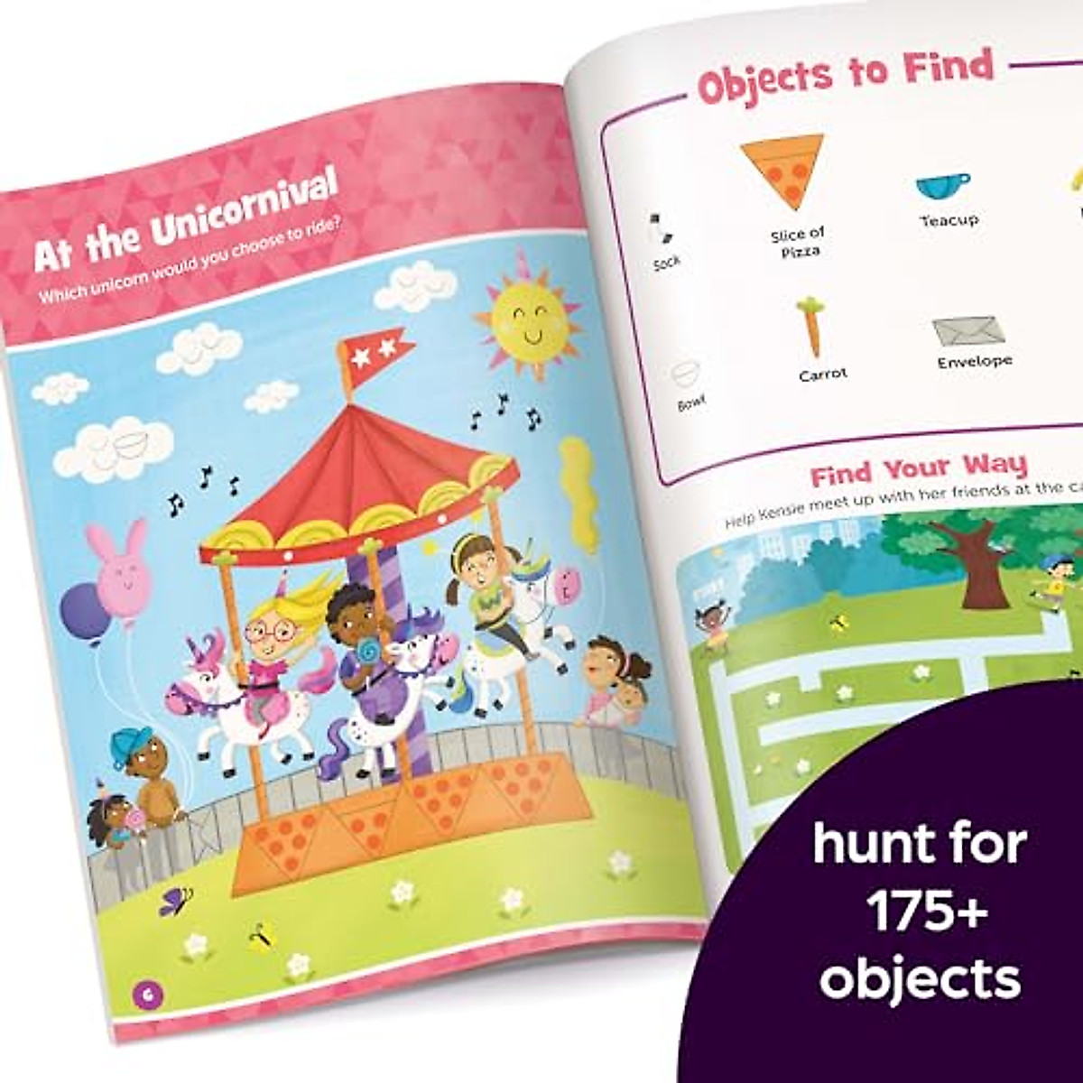 Unicorn Hidden Pictures Puffy Sticker Playscenes: Unicorn Sticker Activity Book, 50+ Reusable Stickers, Decorate Pictures and Solve Puzzles, Sticker Book for Kids (Highlights Puffy Sticker Playscenes)