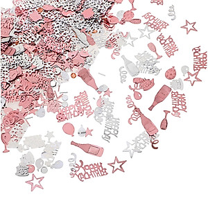 Ouligay Happy Birthday Confetti Birthday Cake Confetti Metallic Foil Balloon Confetti Table Scatter Confetti Birthday Confetti for Table Balloon Cake Birthday Party Decoration Supplies