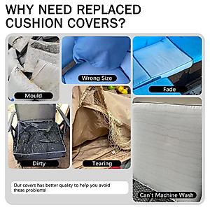 ClawsCover 11Pack Outdoor Seat Cushions Back Pillows Replacement Covers Fit for 5-Seater 6 Pieces Wicker Rattan Patio Furniture Set Sectional Couch Chairs,Cream-Included Cover Only