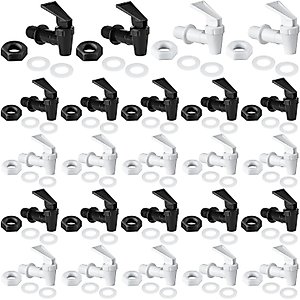 Replacement Cooler Faucet Water Bottle Jug, Dispenser Tap Set, Reusable Spigot Spout Water Beverage Lever Pour Dispenser Valve Water Crock Tap (Black, White,4 Sets)
