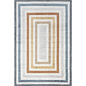 nuLOOM Alienor Geometric 5x8 Machine Washable Area Rug for Living Room Bedroom Dining Room Kitchen, Multicolor/Ivory
