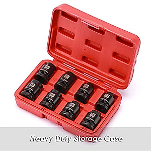 MIXPOWER 8 Pieces 1/2-inch Drive Pipe Plug Socket Set, SAE, CR-MO, Tapered Male Square Drive, Chamfered Female Square Drive