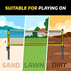 A11N Outdoor Volleyball and Badminton Combo Set - Includes Adjustable Height Anti-Sag Net, Volleyball, Air Pump, 4 Badminton Rackets, 2 Shuttlecocks, Boundary Line Marker, and Carrying Bag