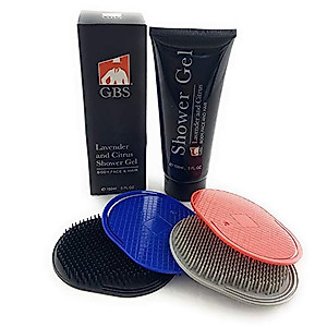G.B.S Soft Scalp Pocket Shower Shampoo Hair Brush for Men & Women, 4 Pack, Multi Color - Feel Clean, Fresh with Lavender and Citrus Shower Gel 5 oz 150 ML for Body, Face and Hair Personal Care