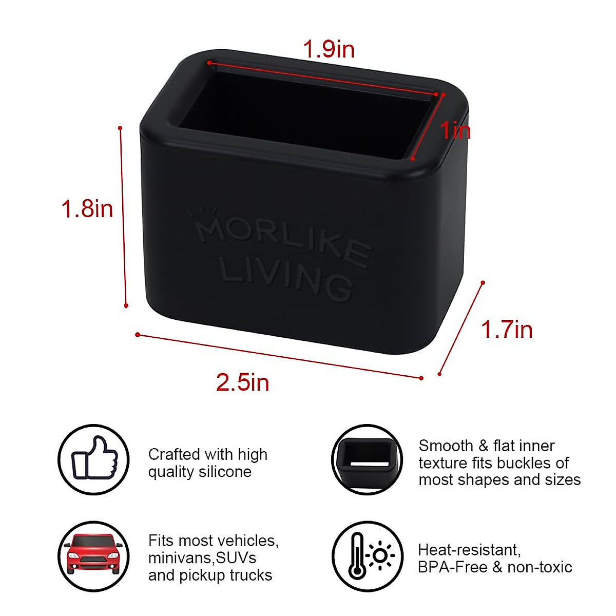 Morlike Silicone Belt Buckle Holder (Black, 2 Pack)