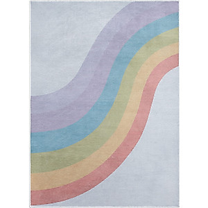 Well Woven Rainbow Stripes Multicolor 5' x 7' Apollo Kids Collection