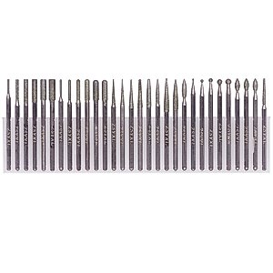 Wolfride 30Pcs Diamond Burr Set Diamond Drill Bit for Gemstone, Sea Shell, Glass, Ceramic, Metal