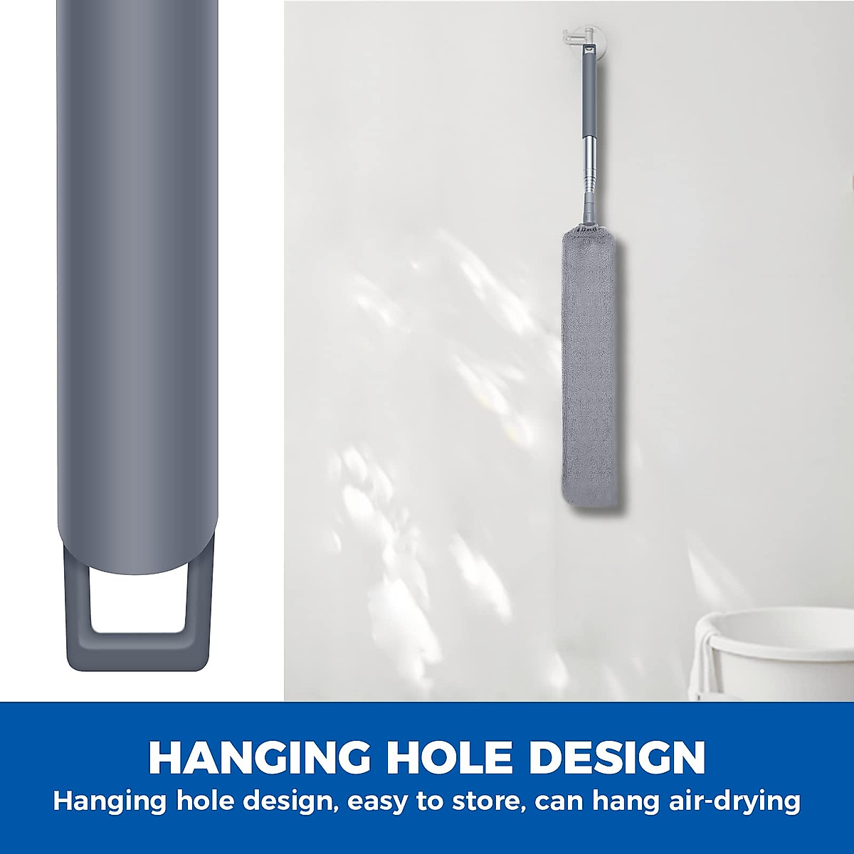 Retractable Gap Dust Cleaner Cleaning Tools with 2 Microfiber Dusting Cloths Long Handle 60inches Washable and Retractable Duster Brush for Cleaning Under Appliances Furniture Couch Fridge