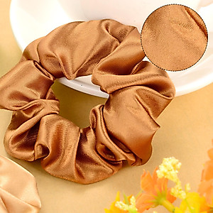 BBTO 12 Pieces 4.3 Inch Satin Hair Scrunchies for Women Elastic Bobbles Scrunchies Hair Ties for Adults, Big Scrunchy Ponytail Holder with Elastic Bands Thick Thin Curly 6 Colors